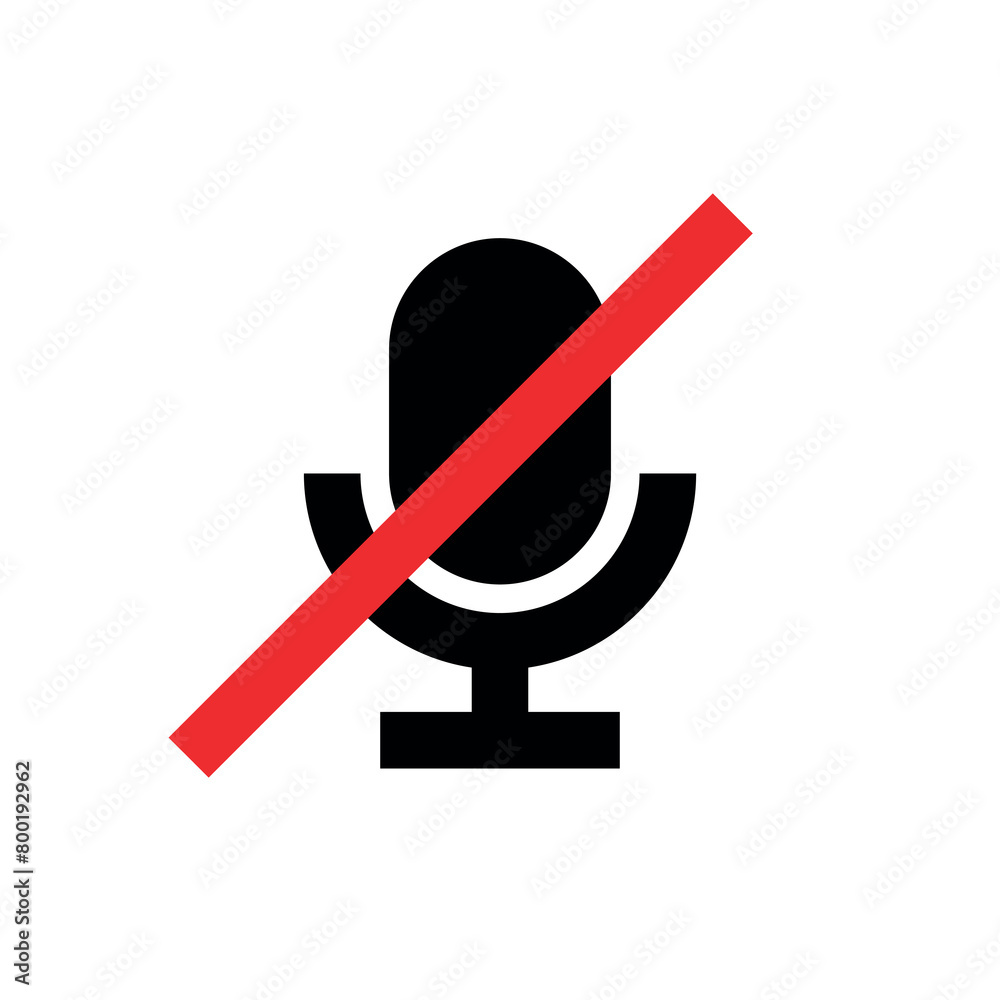 Vetor do Stock: Crossed out microphone (mike) icon. Symbol of voice or ...