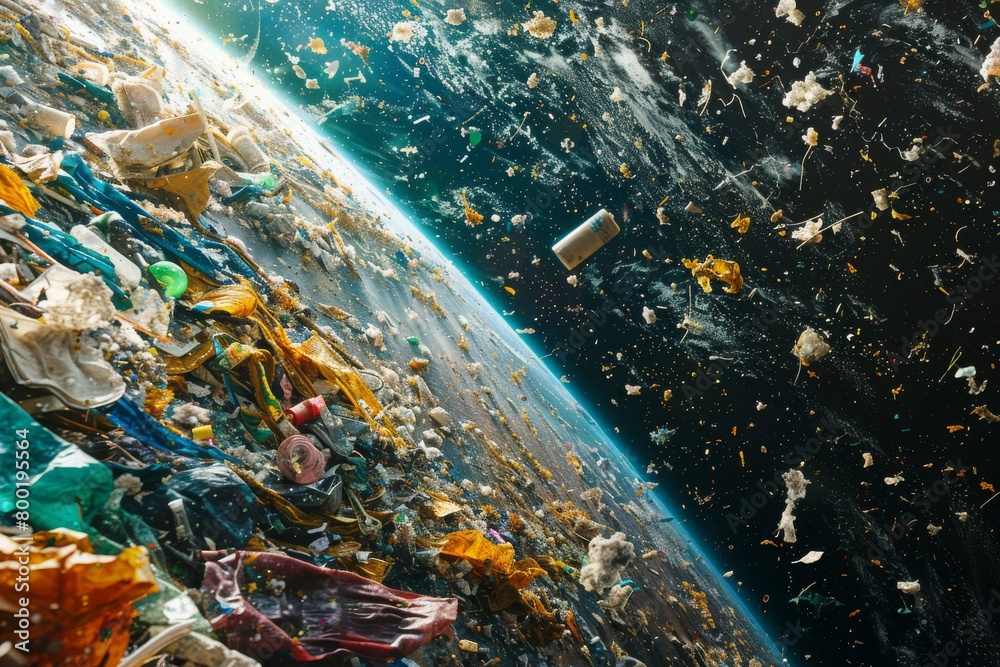 Massive tidal wave of plastic trash illustrating the overwhelming scope ...