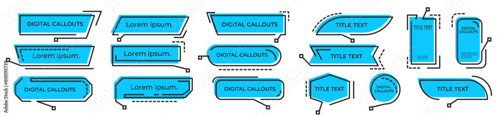 Set of callouts titles. Callout bar labels collection. Vector ...