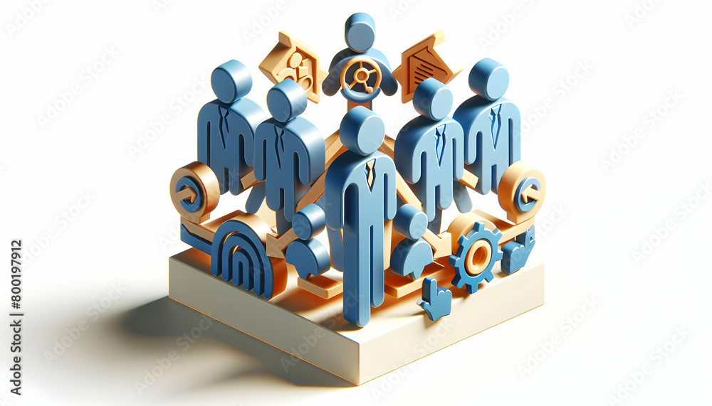 Collaborative Leadership Concept 3D Icon: Embrace Teamwork-Oriented ...