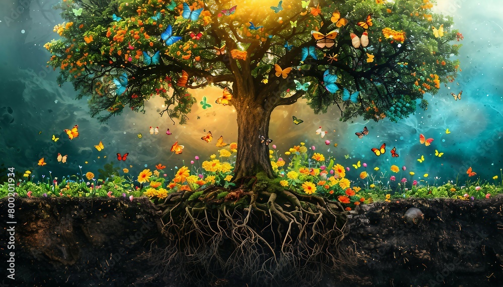 Supply Chain Ecosystem Garden, Imagine a lush, vibrant garden ...