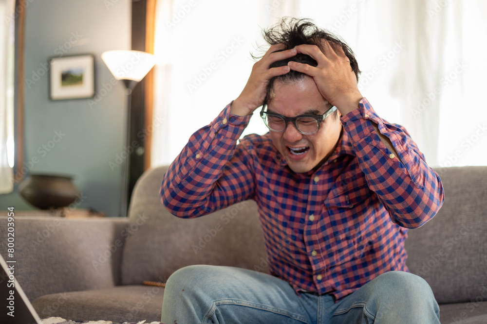 sad serious illness man.depressed emotion panic attacks alone sick ...