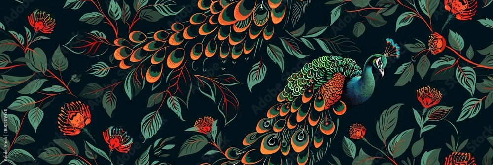 Elegant Peacock Pattern Wallpaper A Vibrant and Colorful Seamless ...