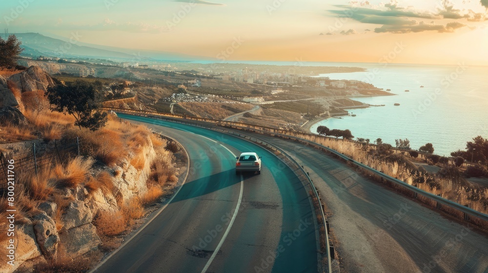 Road with city in background. Car automobile mockup KV graphic resource ...