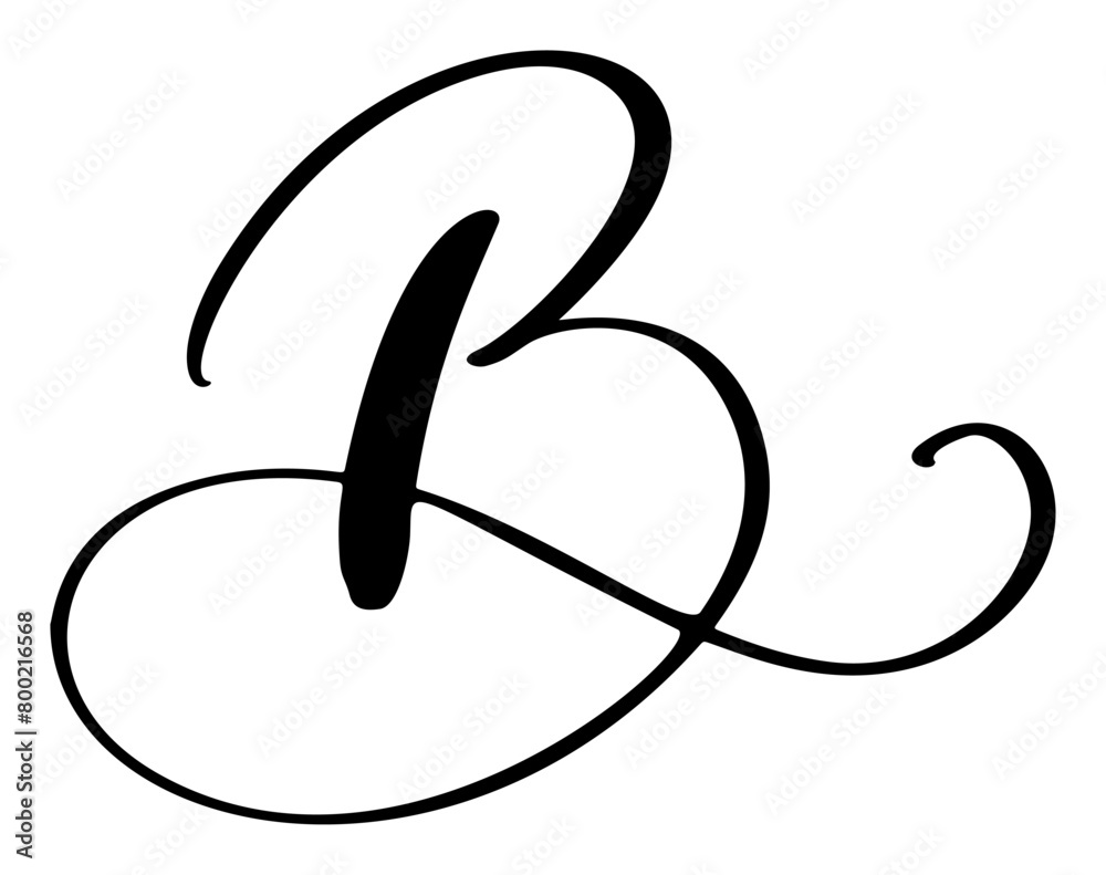Hand drawn vector calligraphy letter B. Script logo font. Handwritten ...