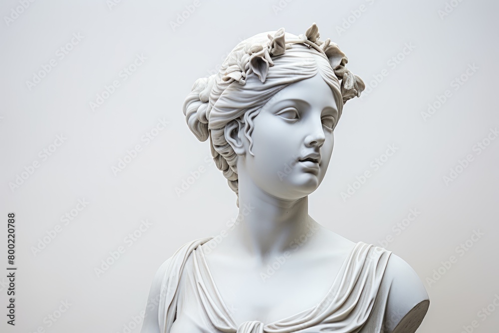 Gypsum copy of Ancient Statue Venus head isolated on white background ...
