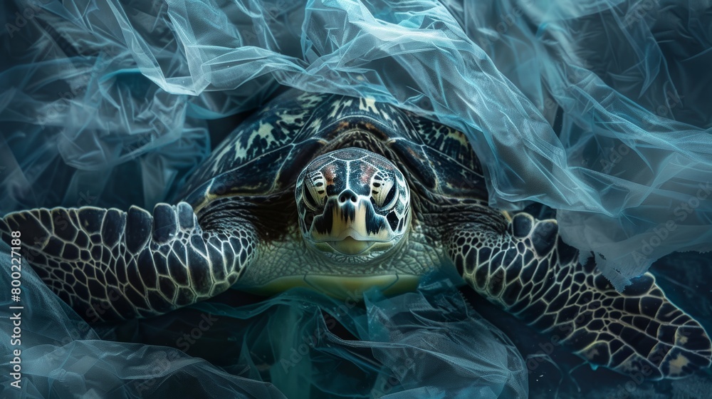 A heartbreaking image of a sea turtle entangled in a plastic bag ...