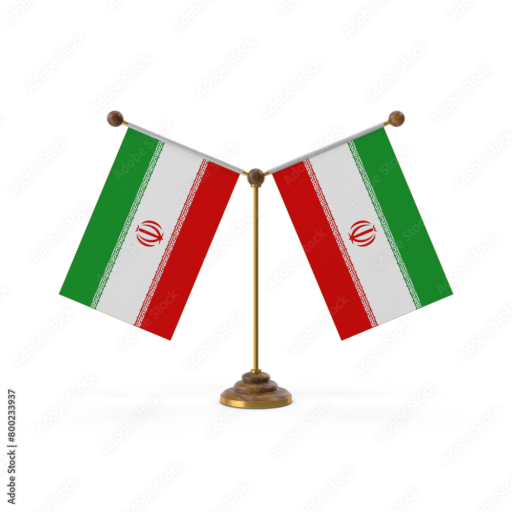 3D realistic Iranian Flag isolated on table flag stand heart to love ...