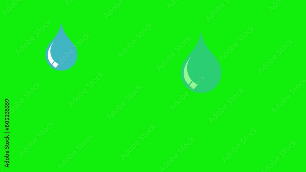 Rainwater animation on green screen. Cartoon illustration of rainwater ...