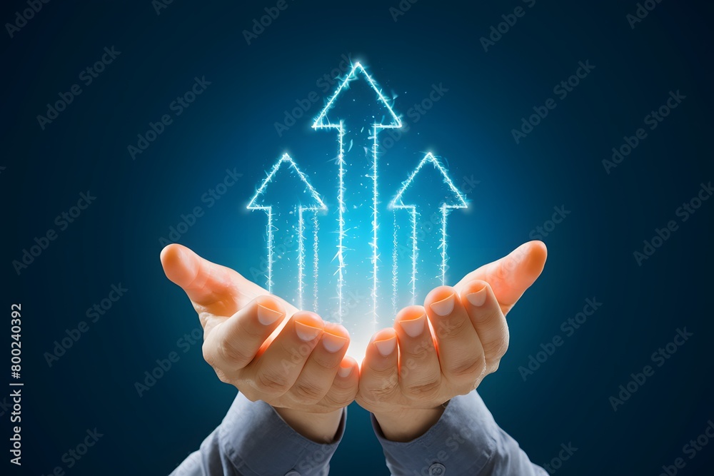 Cupped hands shoot glowing arrows, symbolizing growth and aspiration ...