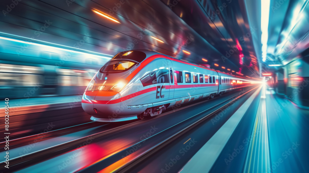 Futuristic high-speed train. Modern engineering and design. Sleek and ...