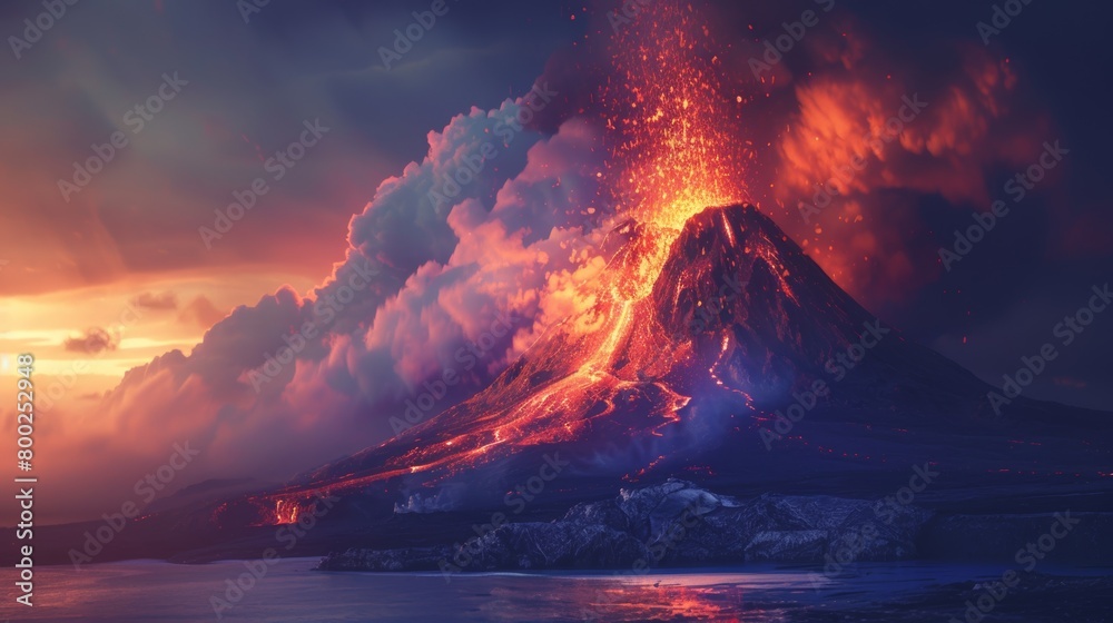 A powerful image of a volcanic eruption captured from a safe distance ...