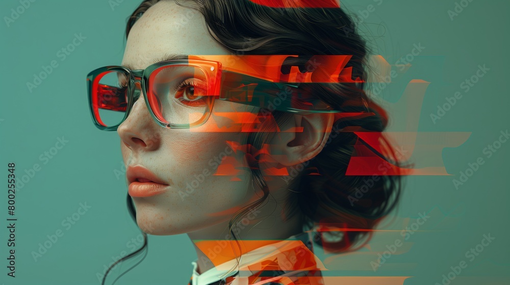 Digital mind expansion: a woman's portrait in a futuristic concept with ...