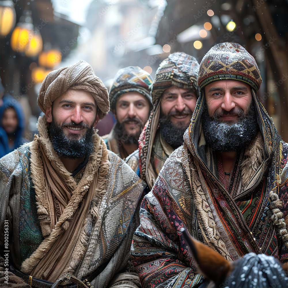 Iranian men in traditional clothes in village celebration event ...