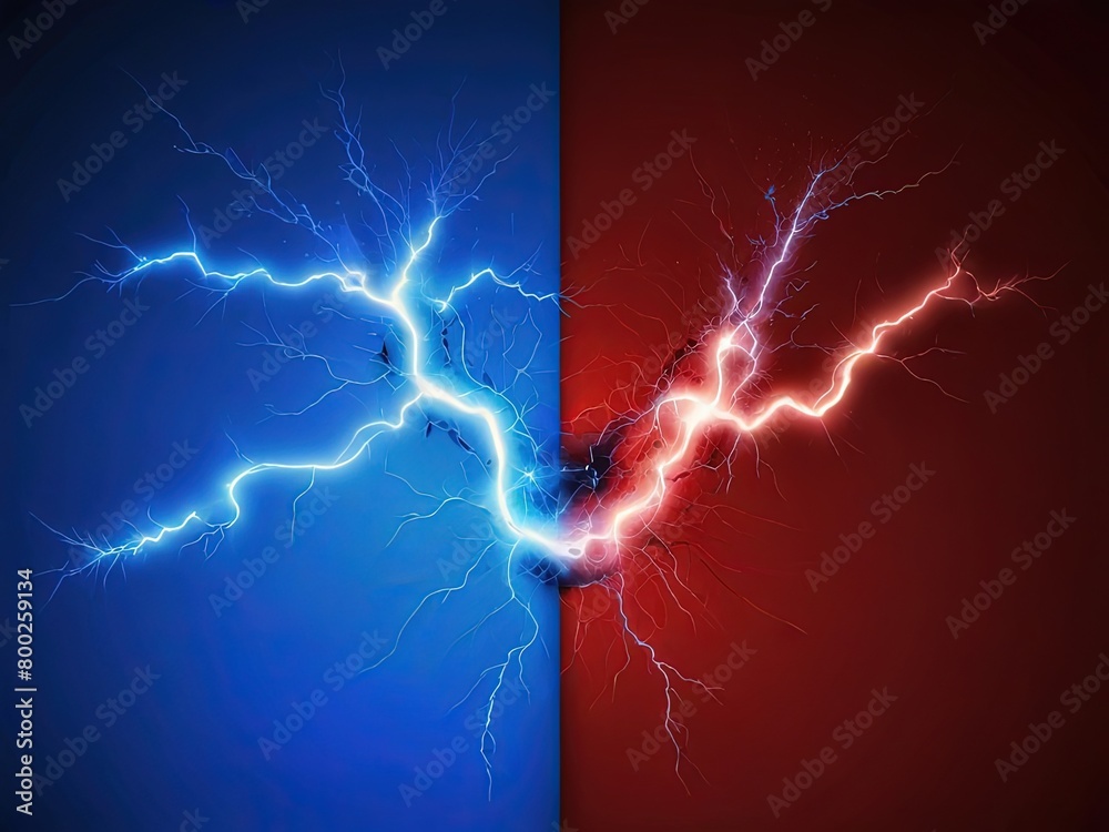 Red and blue stromy electricity isolated on transparent background ...