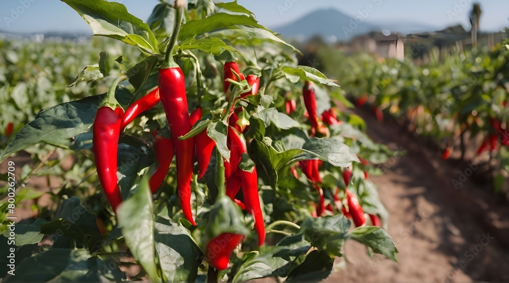 Lush Calabrian chili pepper plants in Italy, showcasing vibrant red ...