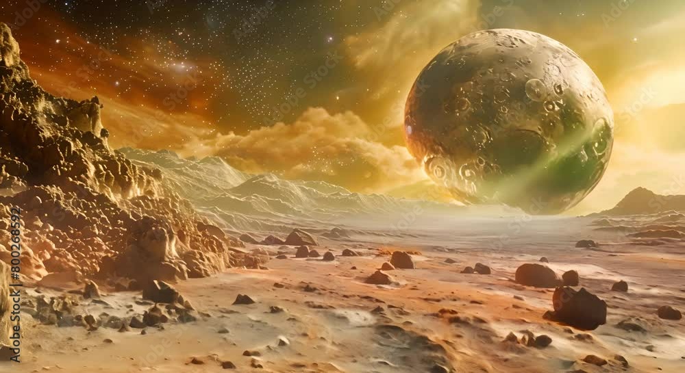 An astronaut on a distant planet looks back at Earth, which is seen as ...