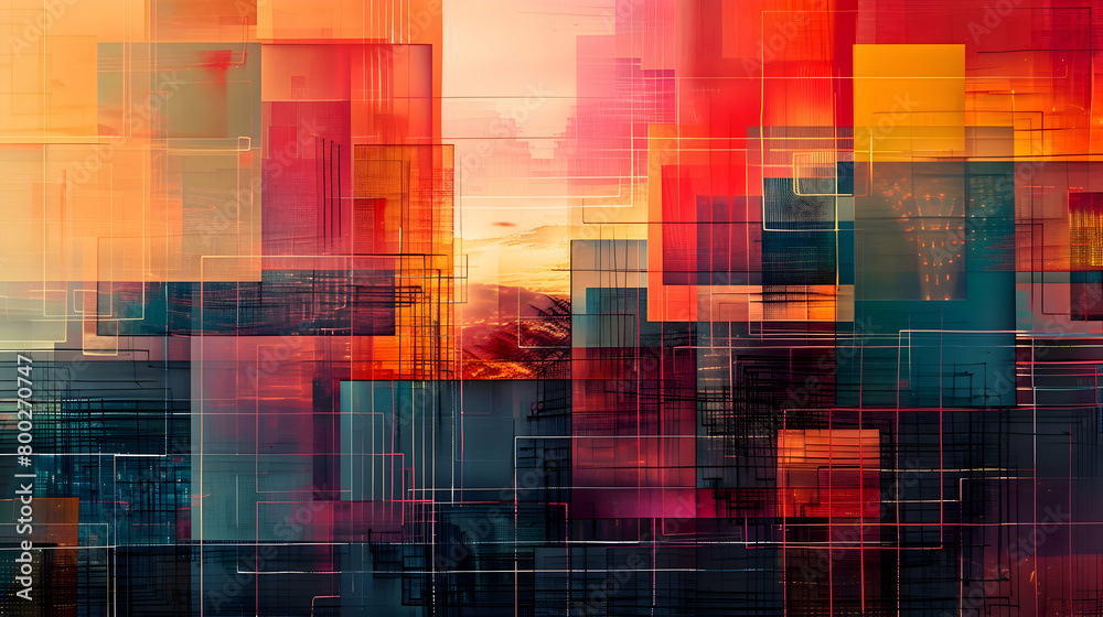 An intricate geometric pattern featuring multiple layers of squares and ...