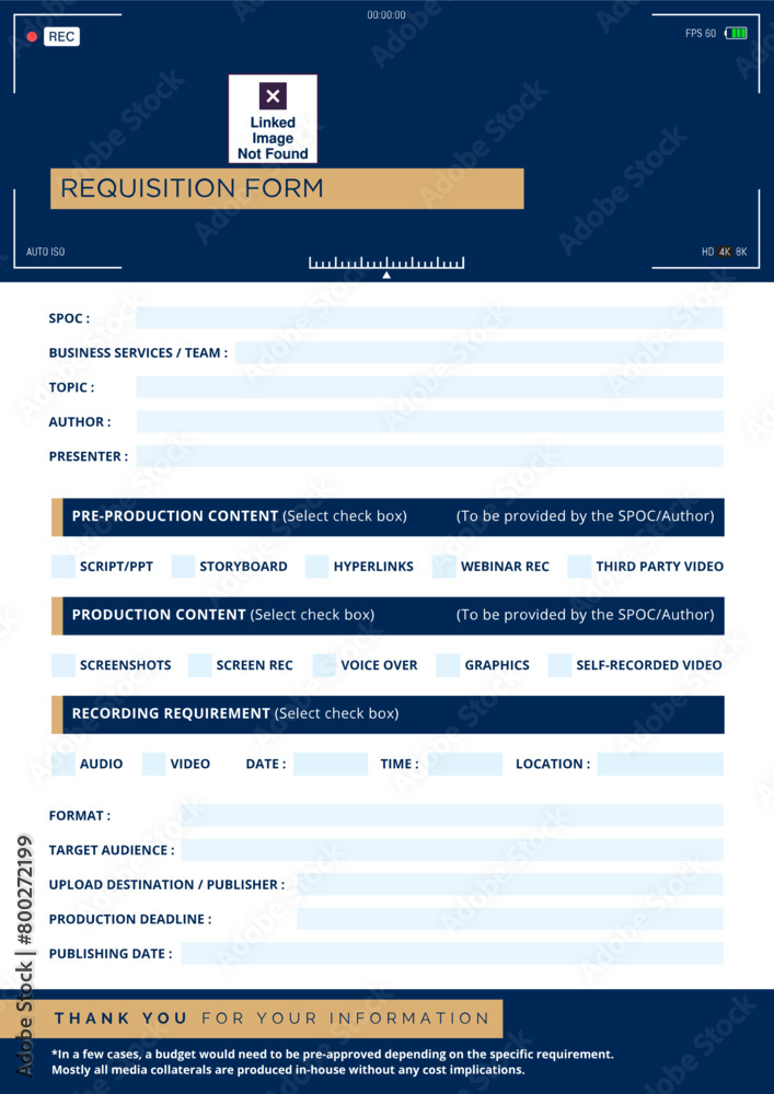 Media Collateral Requisition form. Prepared forms for filling media ...