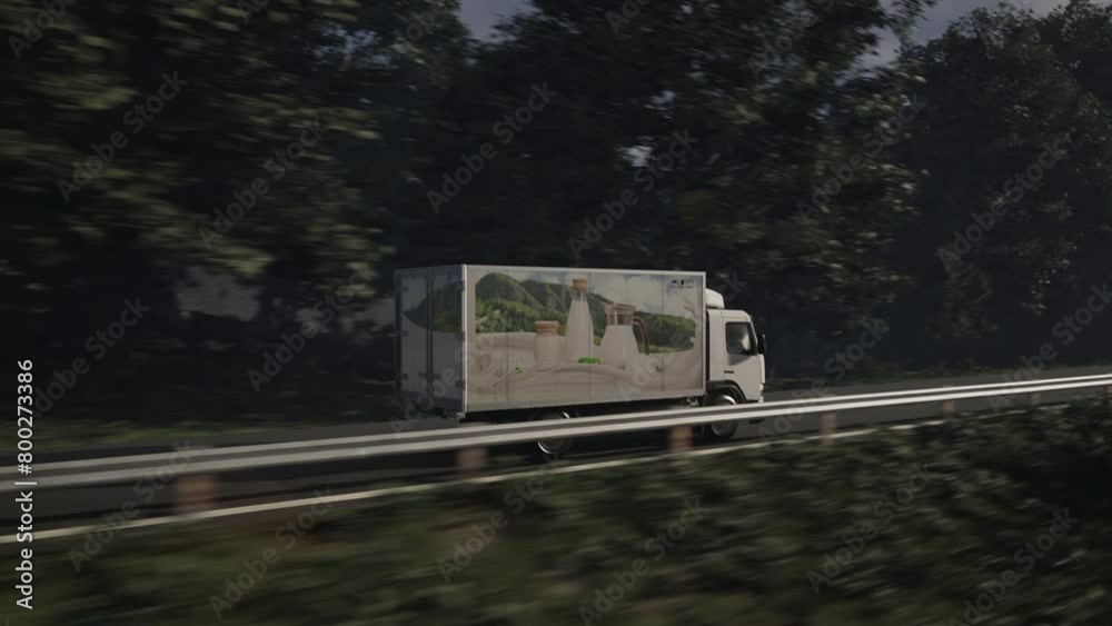 Supply chain transportation international delivery company van carries ...