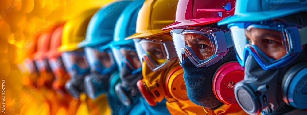 A bright and colorful background with diverse people wearing personal ...