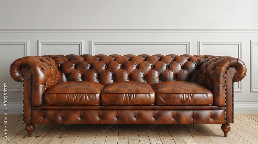 Leather Sofa Interior Design: A 3D vector illustration demonstrating ...