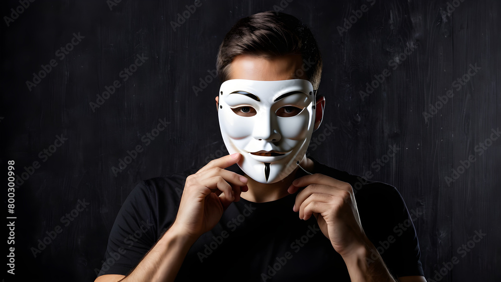 Man wearing mask, psychopath concept background, sociopath, mental ...