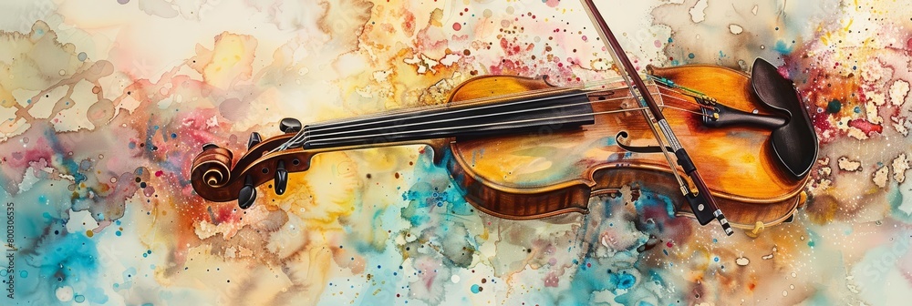 Notes float from a violin, weaving a melody that fills the air with an ...