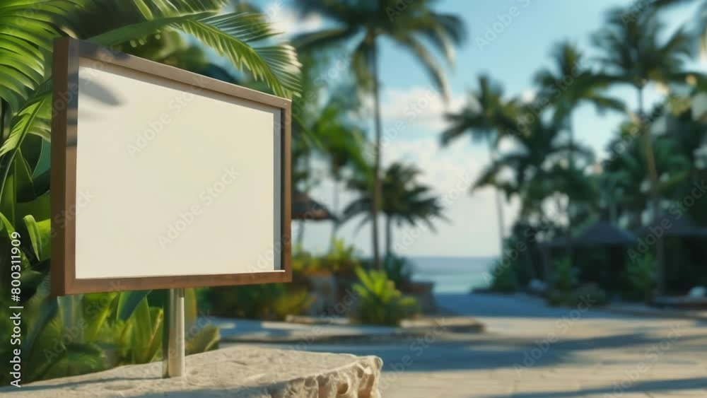 Inclusive blank mockup of a resort map signage featuring braille labels ...