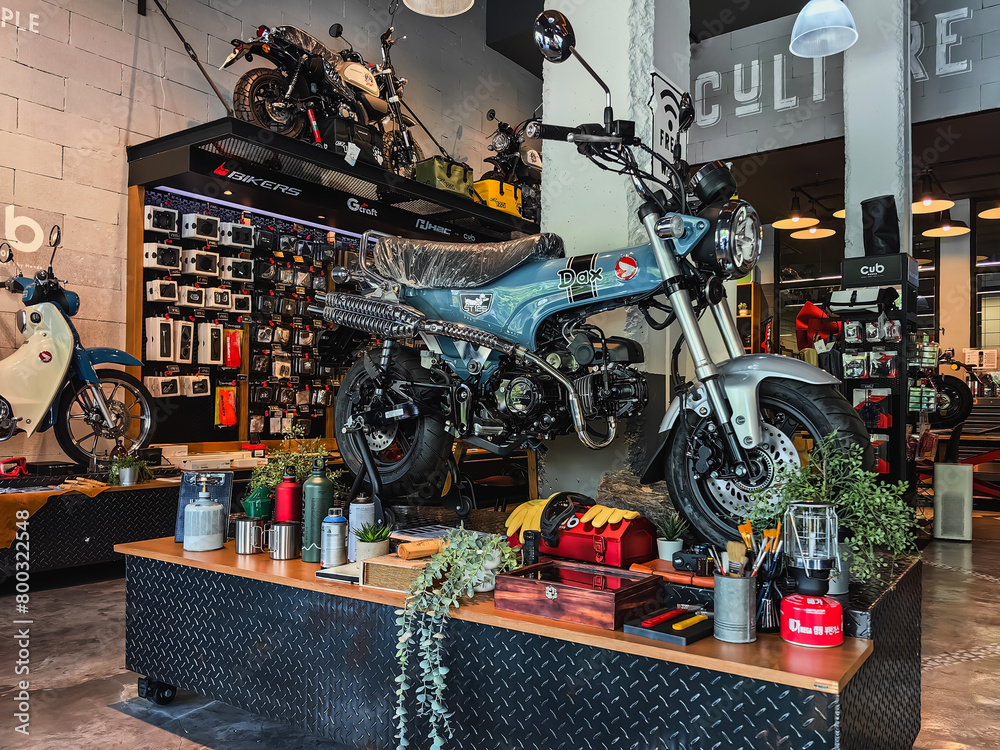 NAKHON PATHOM,THAILAND-MARCH 30, 2024: Interior view of Honda Super Cub ...