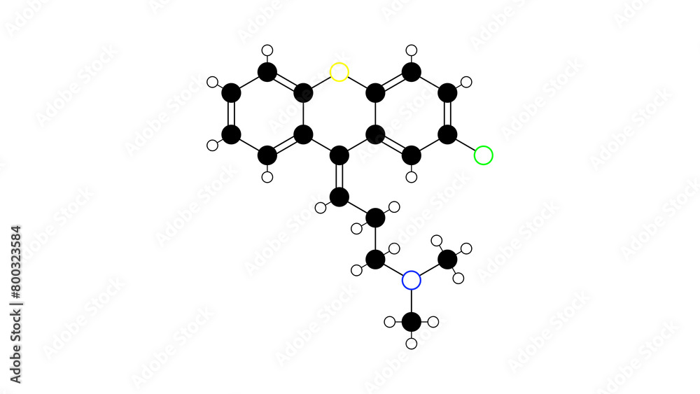 chlorprothixene molecule, structural chemical formula, ball-and-stick ...