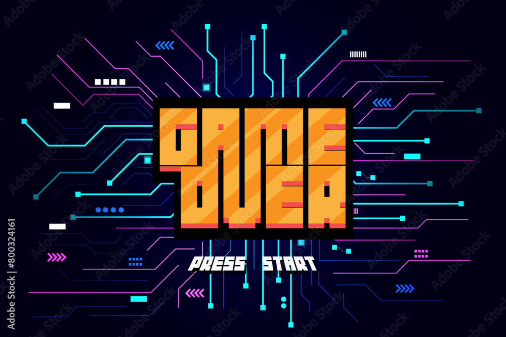 Game Over Retro Video Game Background.circuit game over on technology ...