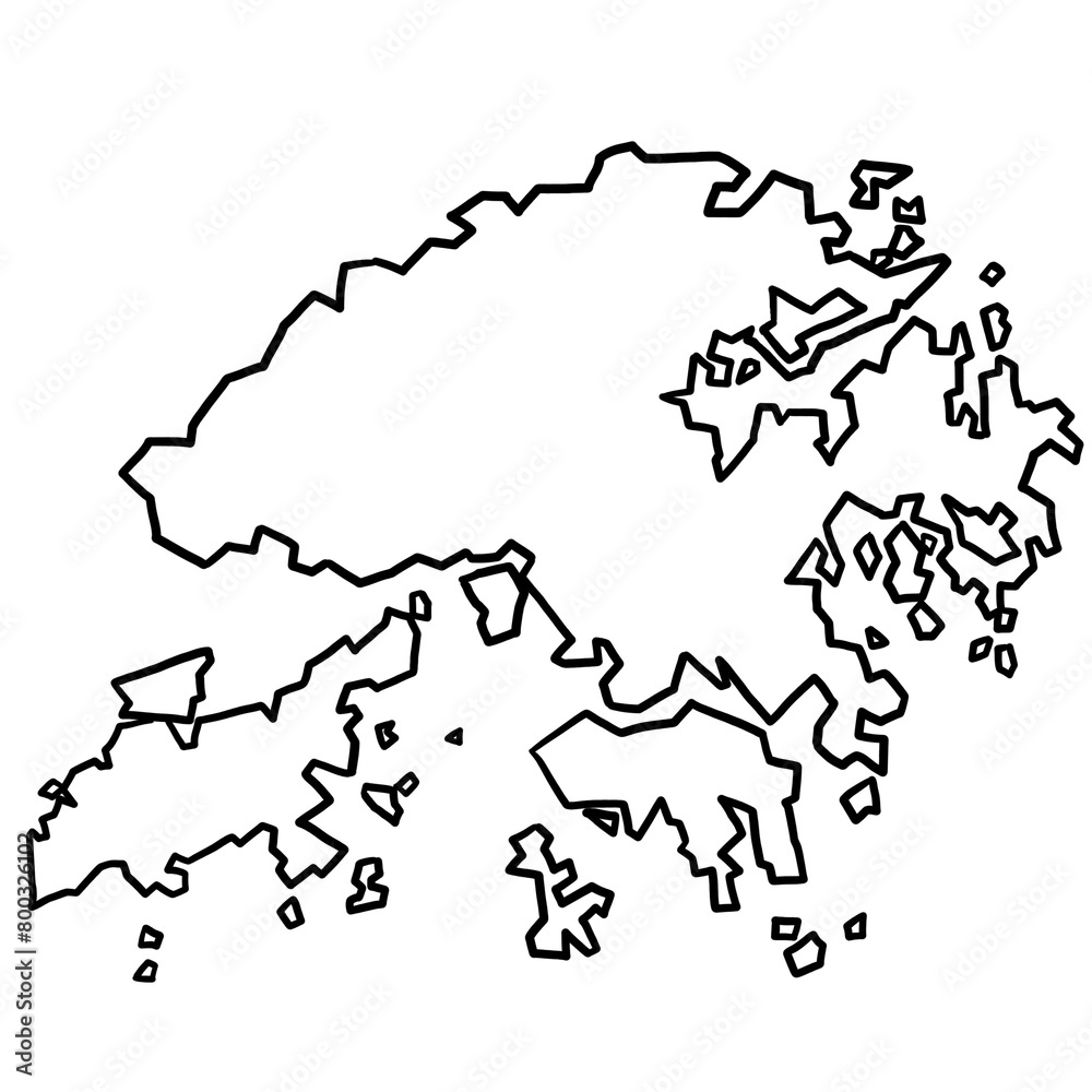 Hong Kong map outline Stock Photo | Adobe Stock