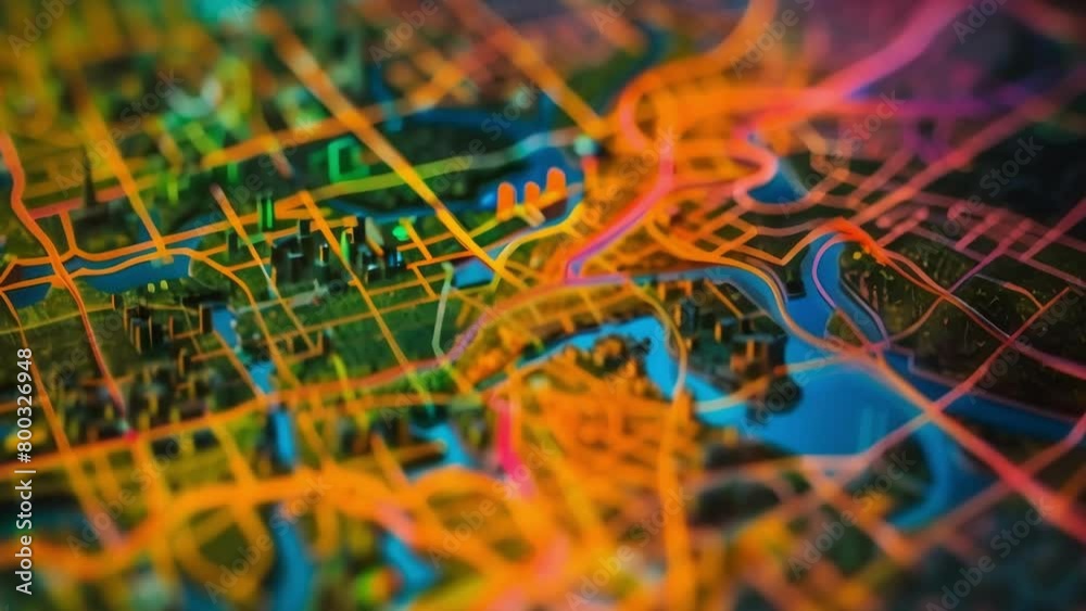 Closeup of a citywide energy consumption map showing areas of high ...