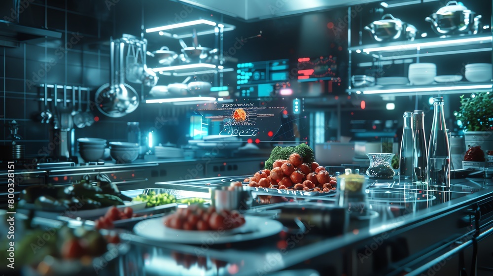 Craft a futuristic kitchen scene using CG 3D Showcase holographic menus ...