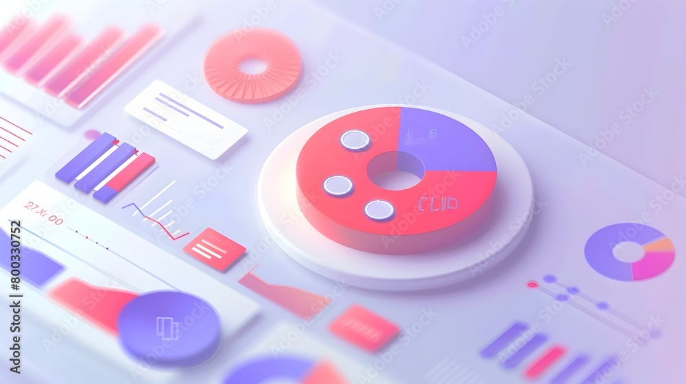 Vibrant 3D Data Visualization with Interconnected Pie Charts and Graphs ...
