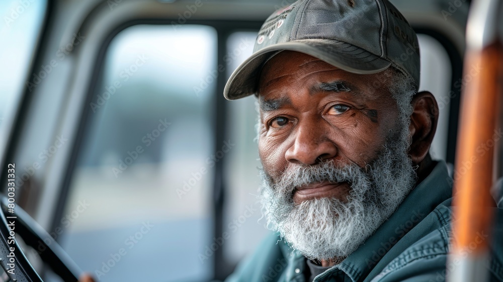 Professional bus driver on duty, steering wheel and road in focus Stock ...
