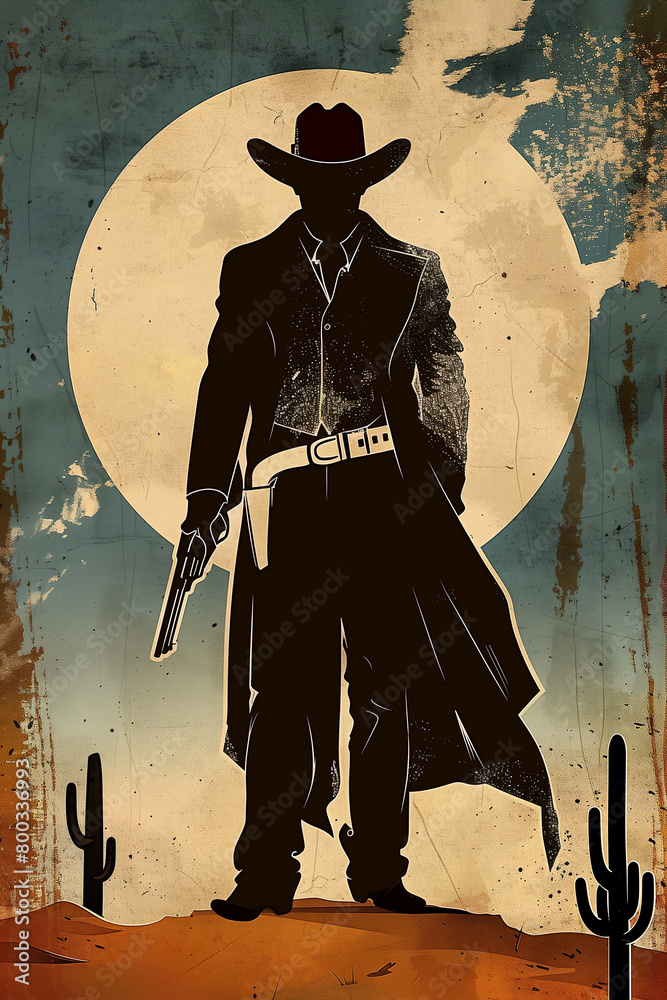 American cowboy outlaw gunslinger in the Wild West frontier of Texas ...