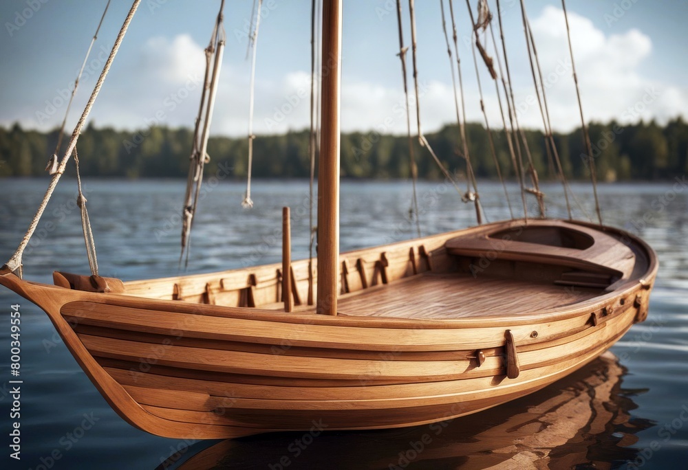 'boat wood render d water sea ocean wooden illustration lake landscape ...