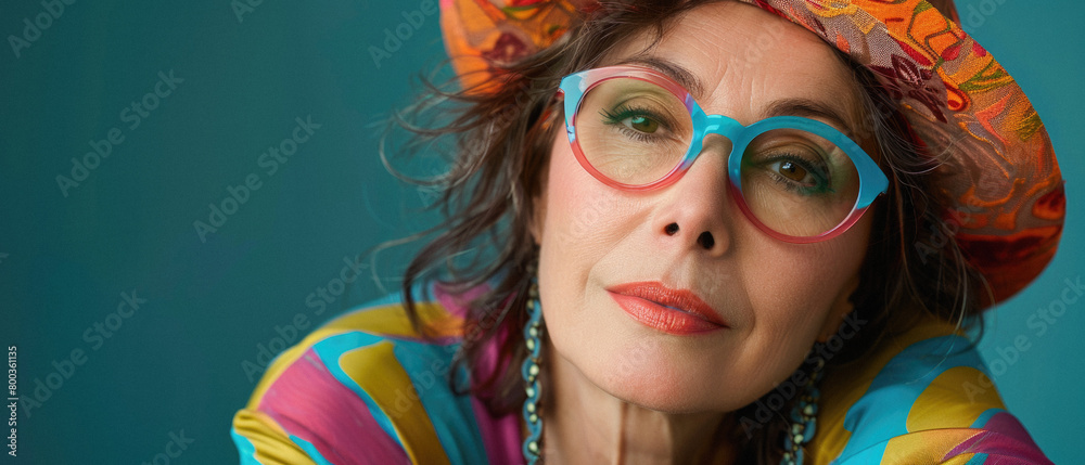 Stylish cool senior older woman, funky mature elder lady fashion model ...