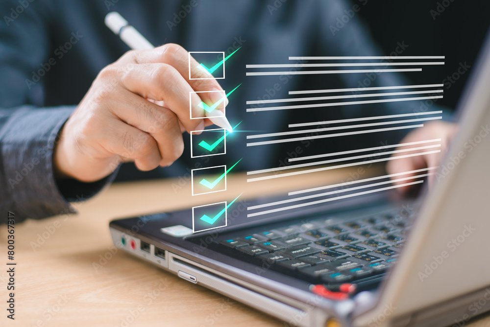 Review online approval, digital research. Document audit inspection ...