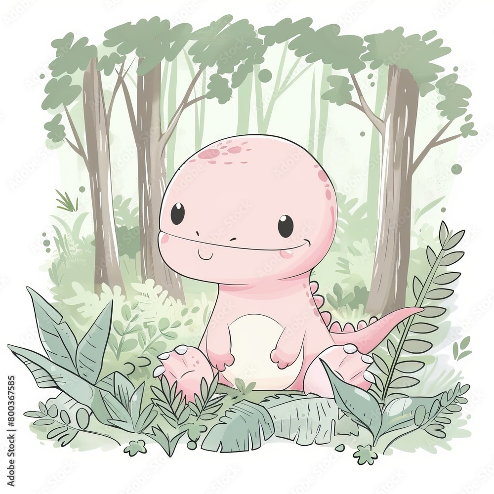 Cartoon charecter smiling happiness drawing of cute baby dinosaur in ...