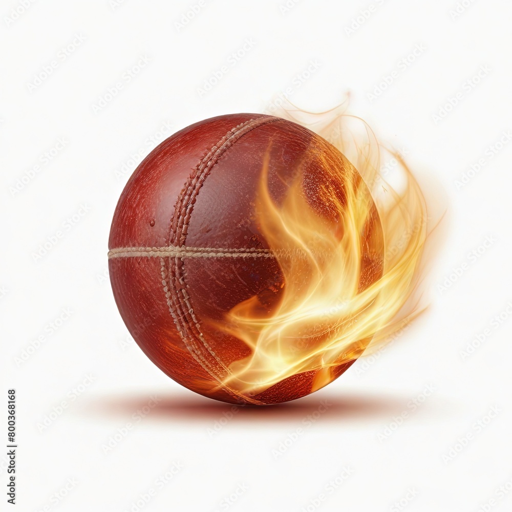 ball, cricket ball flying on fire isolated on transparent background ...