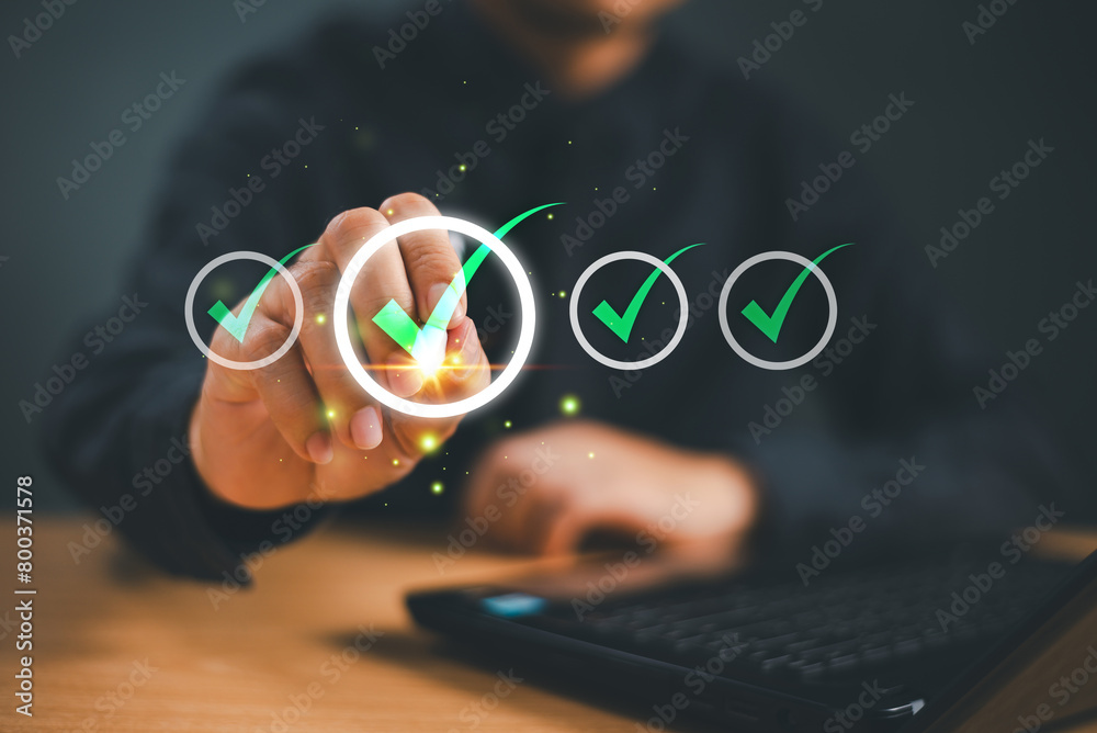 Document audit inspection, business asset analysis concept. Man ...