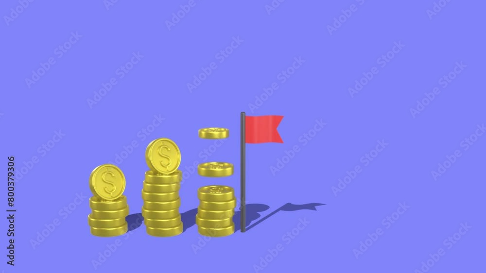 Animated Raising Of Gold Coins Stacks, Growth Coins Chart Infographic ...