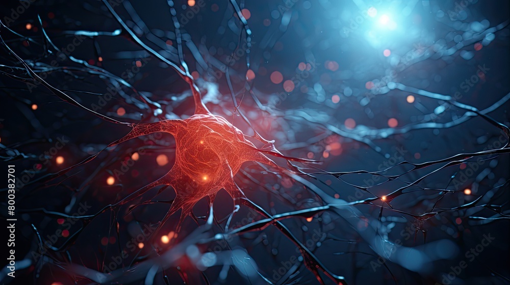 Abstract AI-generated background with neural tissues, organic shapes ...