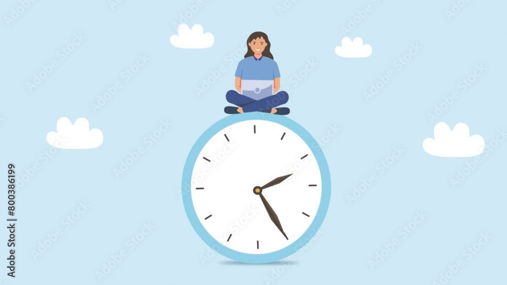 Time and Tasks Management Concept. Working Hours and Life work Balance. Young Woman working on ...