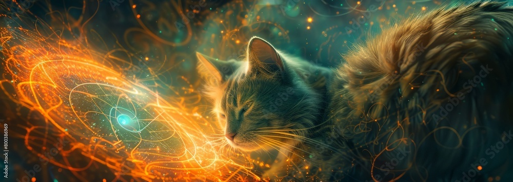 A Symbolic Representation Of Schrodingers Cat Existing As A Superposition Of Both Alive And