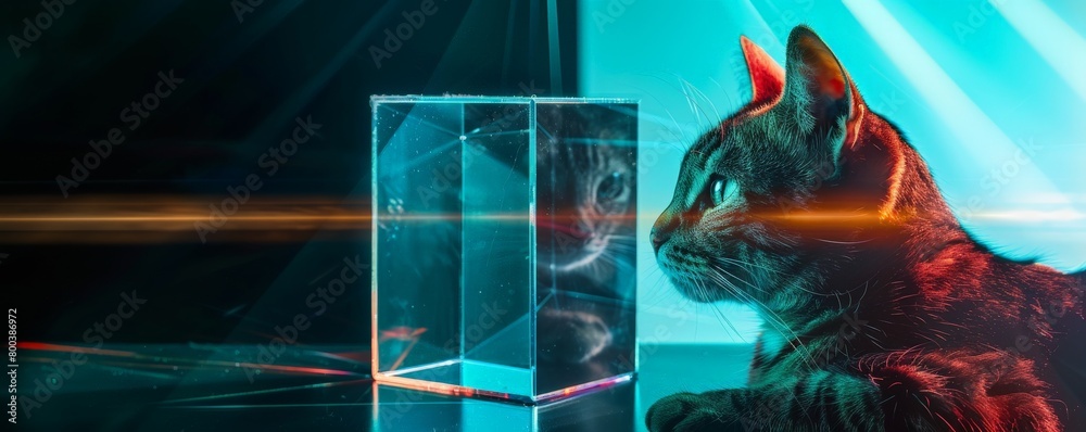 A symbolic representation of Schrodingers cat, existing as a ...