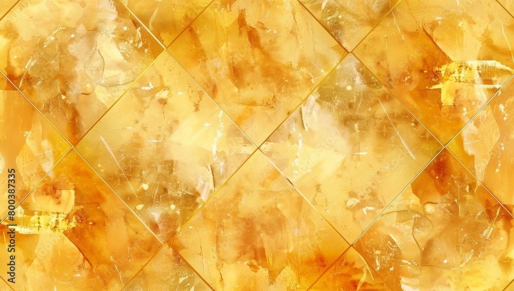 A golden yellow watercolor background with geometric patterns, perfect ...